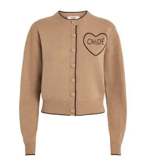 Chloé Wool-cashmere Heart Logo Cardigan