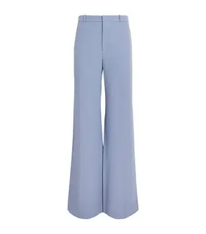 Chloé Linen Flared Trousers - Blue