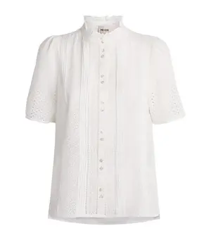 ME+EM Cotton Broderie Anglaise Blouse - White