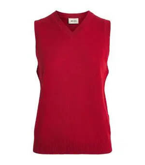 ME+EM Cashmere V-neck Sweater Vest - Red