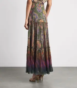 Etro Silk Paisley Tiered Maxi Skirt