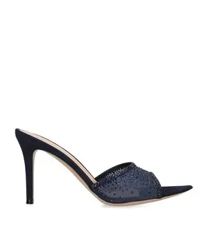 GIANVITO ROSSI Suede Embellished Rania Mules 85 - Blue