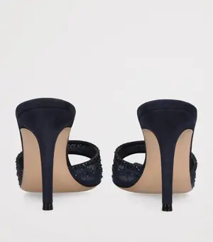 GIANVITO ROSSI Suede Embellished Rania Mules 85