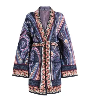 Etro Paisley Waist-belt Cardigan - Blue
