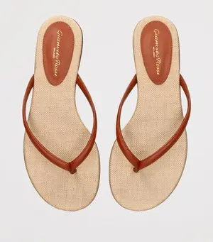 GIANVITO ROSSI Leather Calypso Flip Flop Sandals - Beige