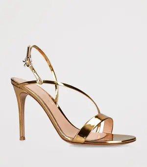 GIANVITO ROSSI Metallic Leather Heeled Sandals