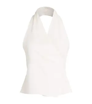 ST. AGNI Organic Cotton Oxford Wrap Top - White