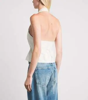 ST. AGNI Organic Cotton Oxford Wrap Top