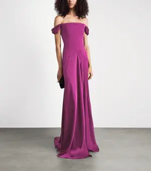 Alex Perry Satin Crepe Off-shoulder Gown