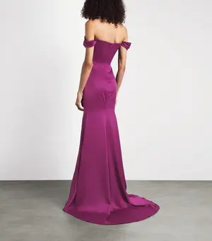 Alex Perry Satin Crepe Off-shoulder Gown