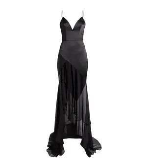 Alex Perry Silk Tiered Gown - Black