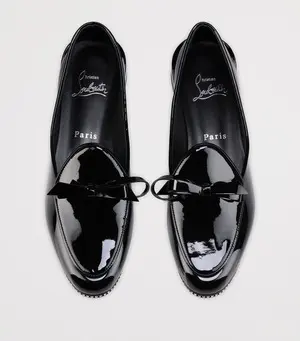 CHRISTIAN LOUBOUTIN Patent Leather Mocastrass Loafers With Crystal Embellishments