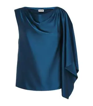 Staud Stretch-silk Sabina Top - Blue