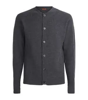 Barena Venezia Virgin Wool Ribbed Cardigan - Grey