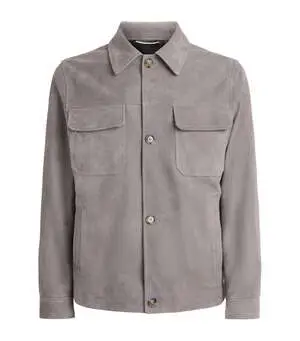 LARDINI Sheepskin Suede Jacket - Grey