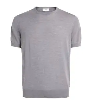 LARDINI Virgin Wool Knitted T-shirt - Grey