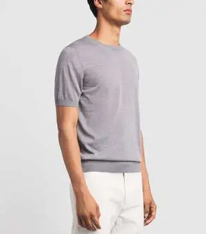 LARDINI Virgin Wool Knitted T-shirt - Grey