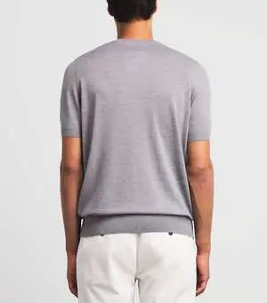 LARDINI Virgin Wool Knitted T-shirt - Grey