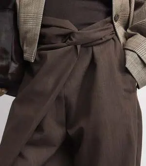 RÓHE Wool Sarong-knot Trousers - Brown