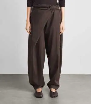 RÓHE Wool Sarong-knot Trousers - Brown