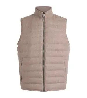 FIORONI CASHMERE Virgin Wool Reversible Gilet - Beige