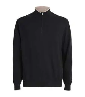Paul & Shark Cashmere Quarter-zip Sweater - Black
