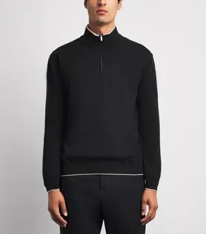 Paul & Shark Cashmere Quarter-zip Sweater - Black
