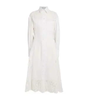 Stella McCartney Organic Cotton Lace-panel Midi Shirt Dress - White