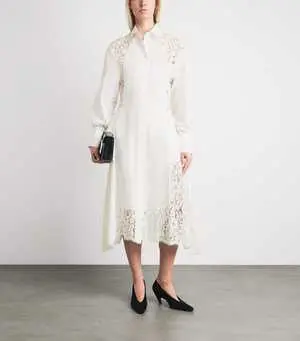 Stella McCartney Organic Cotton Lace-panel Midi Shirt Dress