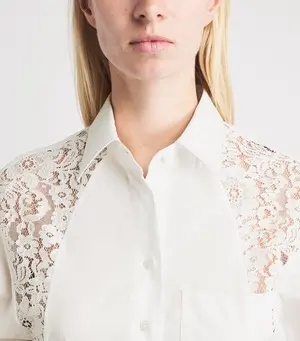 Stella McCartney Organic Cotton Lace-panel Midi Shirt Dress