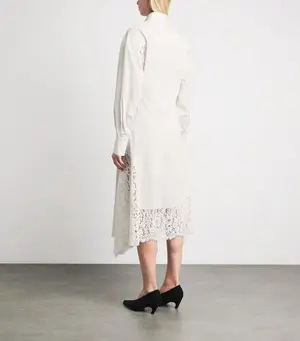 Stella McCartney Organic Cotton Lace-panel Midi Shirt Dress