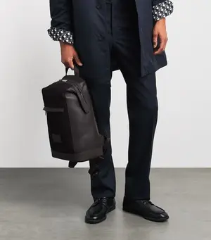 Paul & Shark Suede-leather Logo Backpack