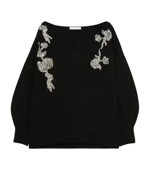 Marina Rinaldi Embellished Boat Neck Sweater
