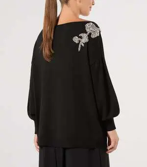 Marina Rinaldi Embellished Boat Neck Sweater