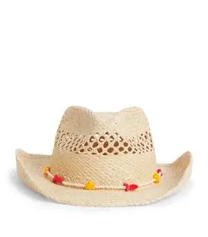 Lack Of Color Raffia Bead-embellished Cowboy Hat - Neutral