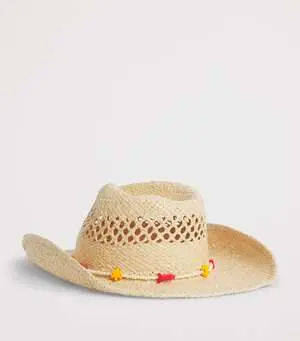 Lack Of Color Raffia Bead-embellished Cowboy Hat