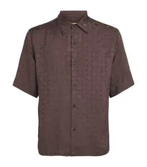 Sandro Jacquard Cross Short-sleeve Shirt - Brown