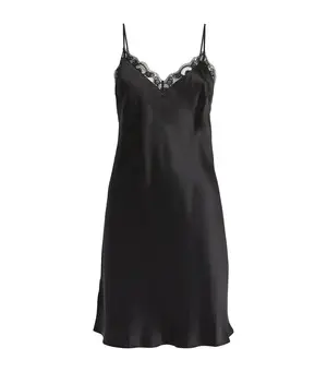 Simone Perele Silk-blend Lace Trim Slip Dress - Black
