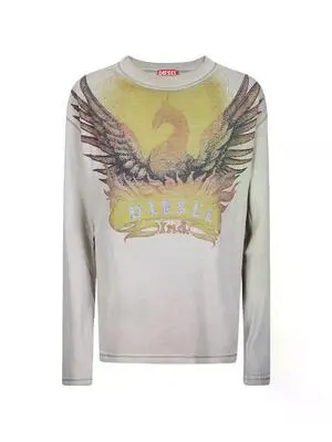 DIESEL® T-hilary Long-sleeved T-shirt With Phoenix Graphic - Neutrals