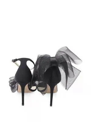 JIMMY CHOO Aveline Bow Detail Ankle Strap Stiletto Sandals