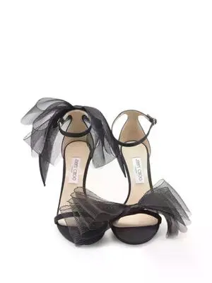 JIMMY CHOO Aveline Bow Detail Ankle Strap Stiletto Sandals