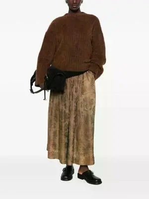 UMA WANG Brushed Crew Neck Sweater - Brown
