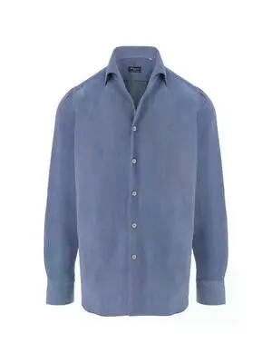 FINAMORE 1925 Fine-ribbed Cotton Shirt Blue