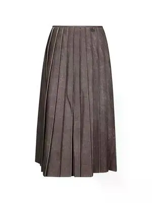 DIESEL® O-saka-t1 Pleated Logo-plaque Skirt - Brown