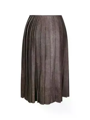 DIESEL® Pleated Logo-plaque Skirt - Brown