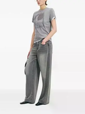 JNBY Cotton Abstract Print T-shirt - Grey