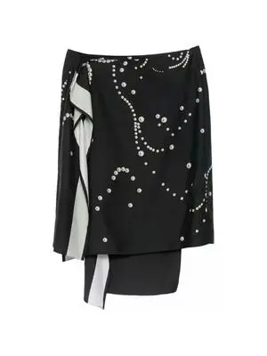 JNBY Pearl-print Wrap Skirt - Black