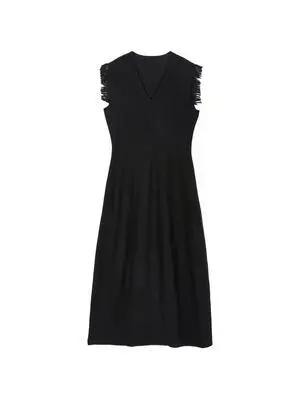 LESS Fringed Midi Dress - Black
