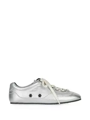 Cecilie Bahnsen Cbblaise Flower-embellished Leather Sneakers - Silver