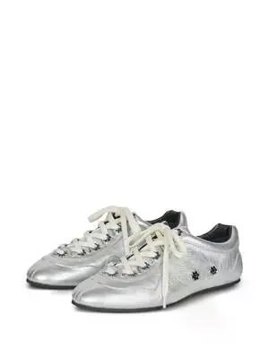 Cecilie Bahnsen Flower-embellished Leather Sneakers